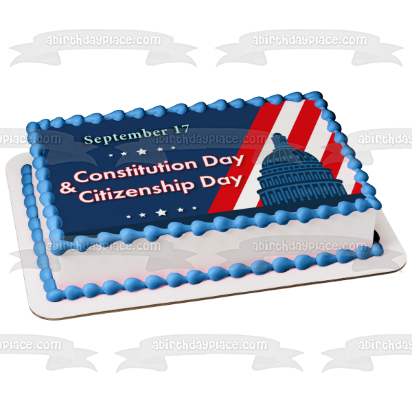 Happy Constitution and Citizenship Day American Flag Edible Cake Toppe ...