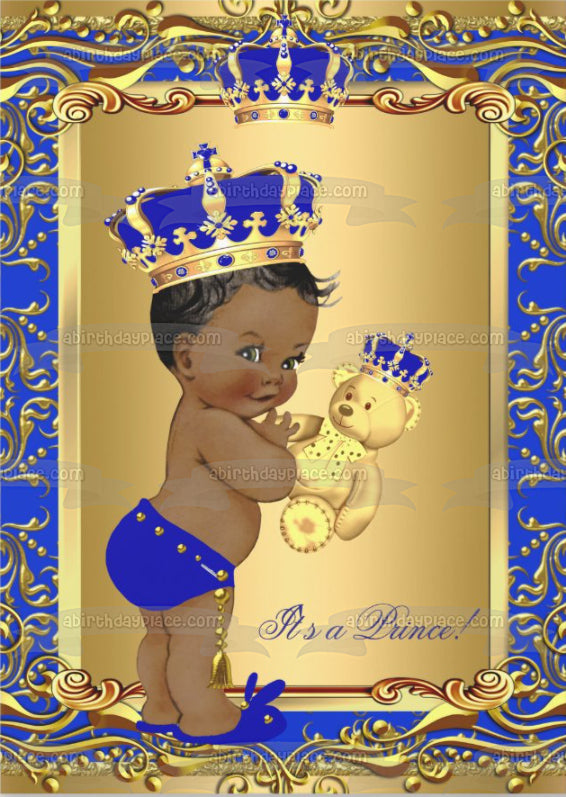 It's a Prince Royal Baby with a Teddy Bear Edible Cake Topper Image AB ...
