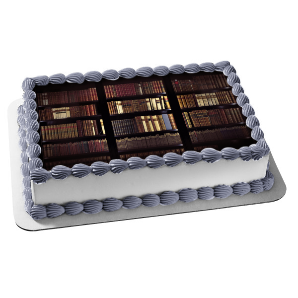 Library Books and Shelves Edible Cake Topper Image ABPID52924 – A ...