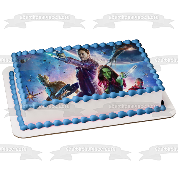 Guardians of Galaxy Gamora and Star-Lord Edible Cake Topper Image ABPI ...