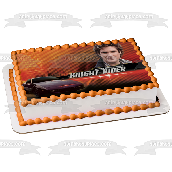 Knight Rider David Hasselhoff Car with a Red Background Edible Cake To ...