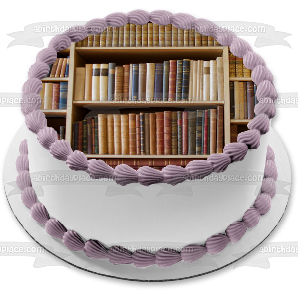 Book Shelf Books Edible Cake Topper Image ABPID52926 – A Birthday Place