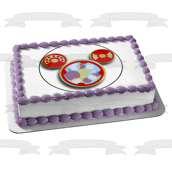 Disney Mickey Mouse Shaped Head Cogs Polka Dots Edible Cake Topper Ima ...