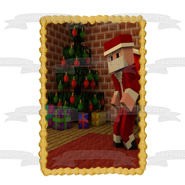 Minecraft Merry Christmas Minecraft Santa Claus Christmas Tree and Pre ...