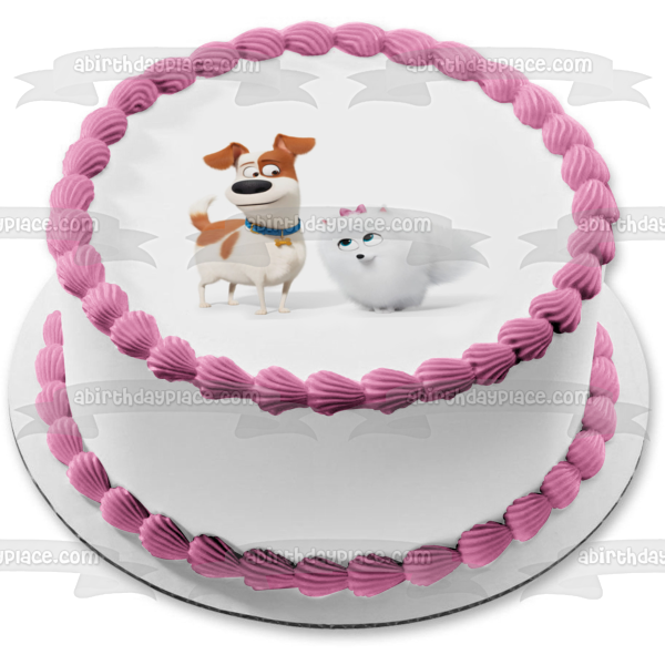 The Secret Life of Pets Max Gidget White Background Edible Cake Topper ...