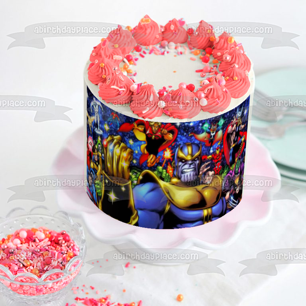Infinity War Thor Thanos Infinity Gauntlet Edible Cake Topper Image AB ...