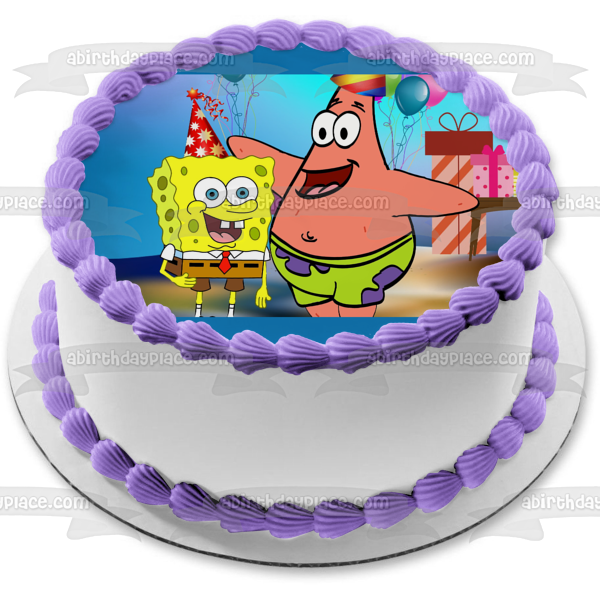 SpongeBob SquarePants Happy Birthday Patrick Party Hats Presents Ballo ...