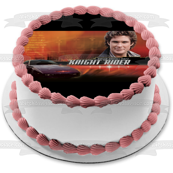 Knight Rider David Hasselhoff Car with a Red Background Edible Cake To ...