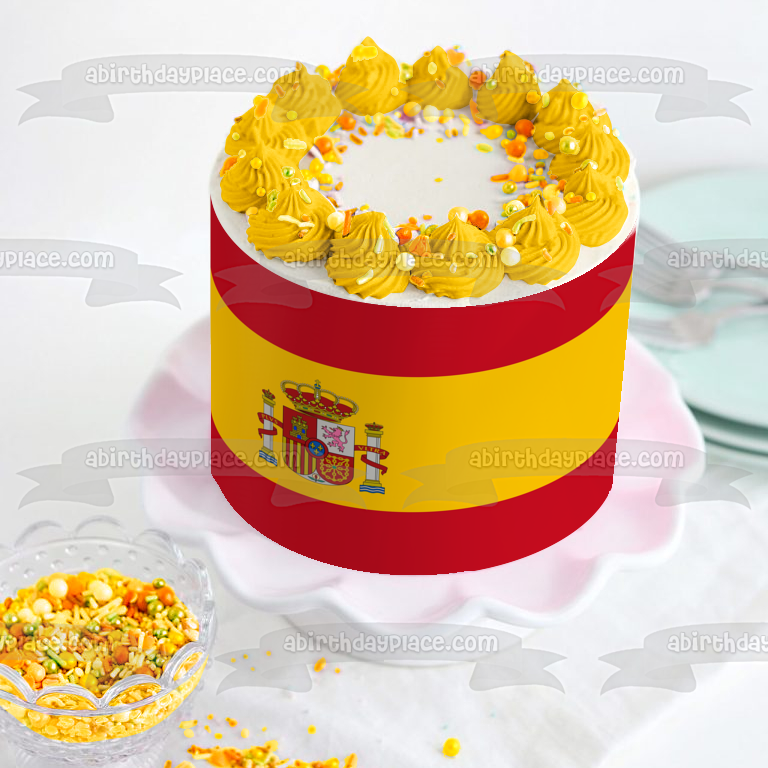 Spain Flag Crown Rojigualda Pillars Edible Cake Topper Image ABPID0529 ...