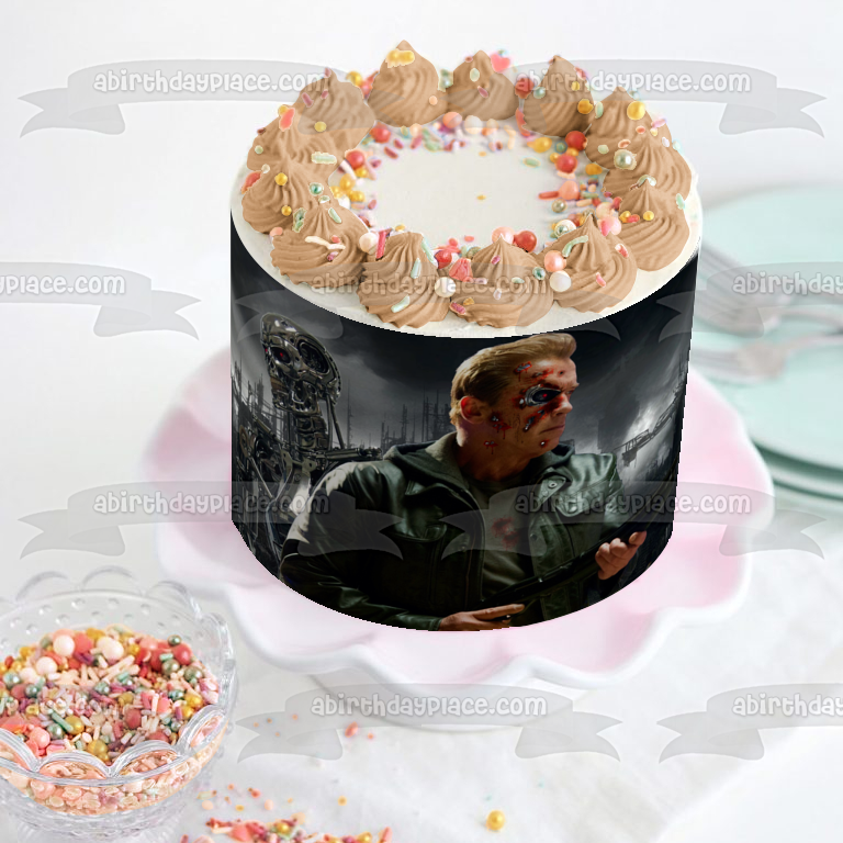 The Terminator Cyborg Assassin and a Robot Edible Cake Topper Image AB ...