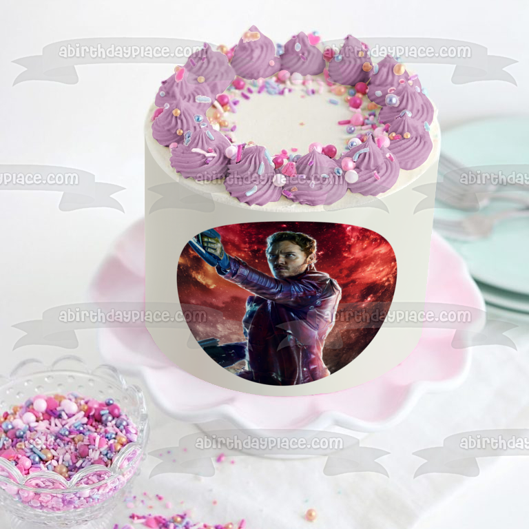 Guardians of Galaxy Gamora Star-Lord Shooting Edible Cake Topper Image ...