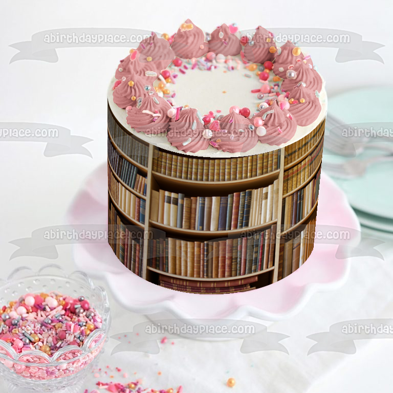 Book Shelf Books Edible Cake Topper Image ABPID52926 – A Birthday Place
