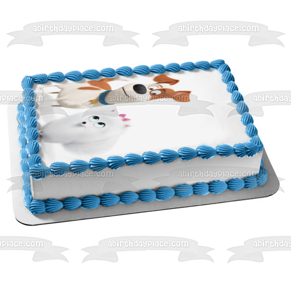 The Secret Life of Pets Max Gidget White Background Edible Cake Topper ...