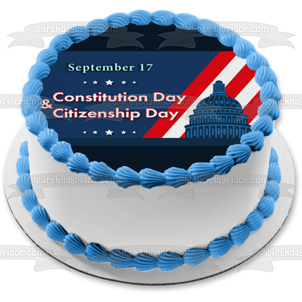 Happy Constitution and Citizenship Day American Flag Edible Cake Toppe ...