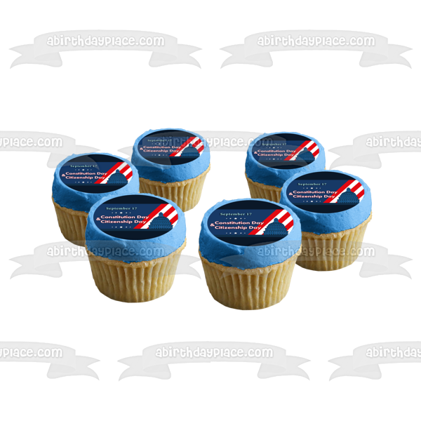Happy Constitution and Citizenship Day American Flag Edible Cake Toppe ...