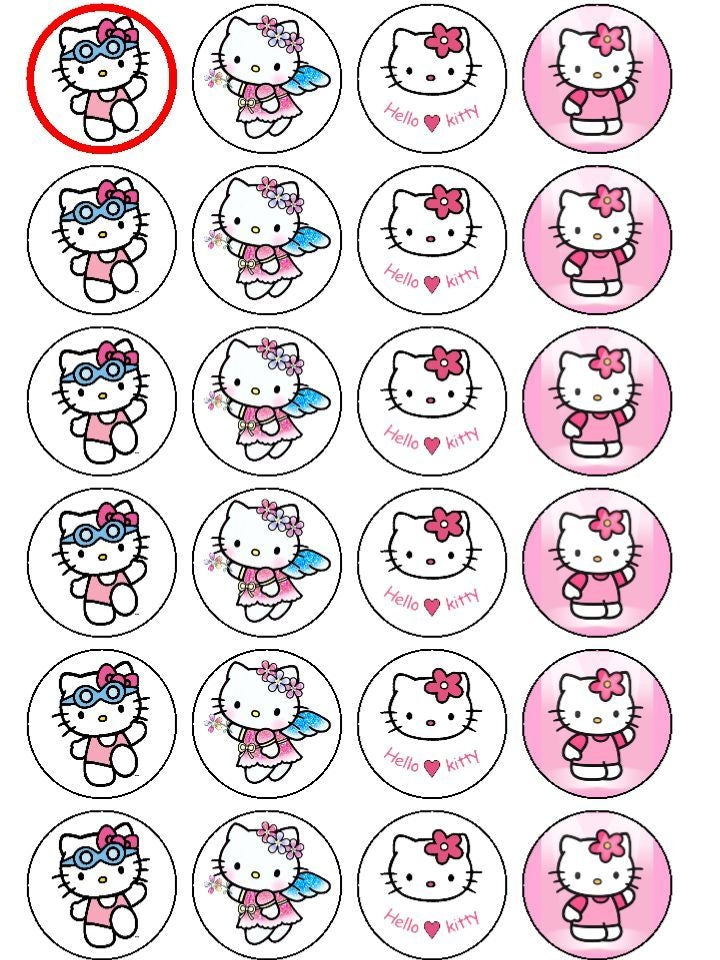 Free Printable Hello Kitty Cupcake Toppers Template