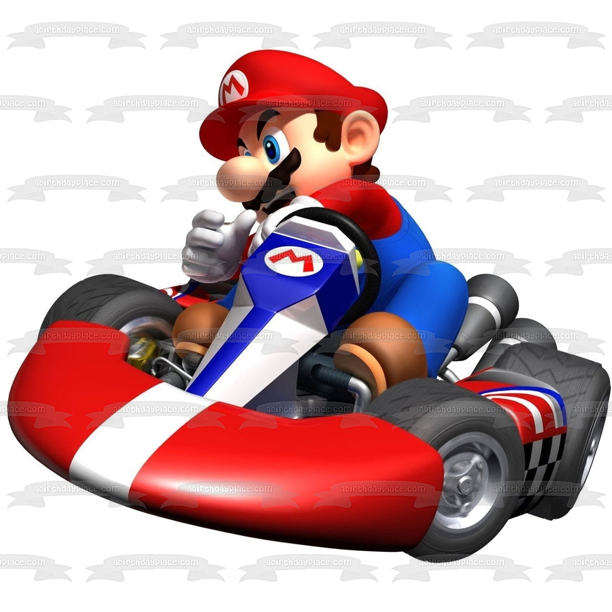 Super Mario Brothers Mario Driving a Race Car Edible Cake Topper Image ...