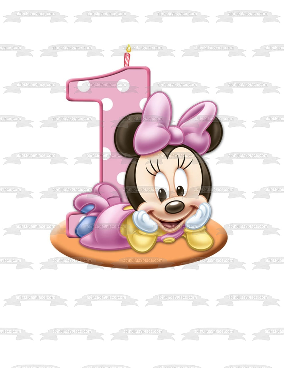 Baby Minnie Mouse Number One Cake Candle First Birthday Edible Cake To ...
