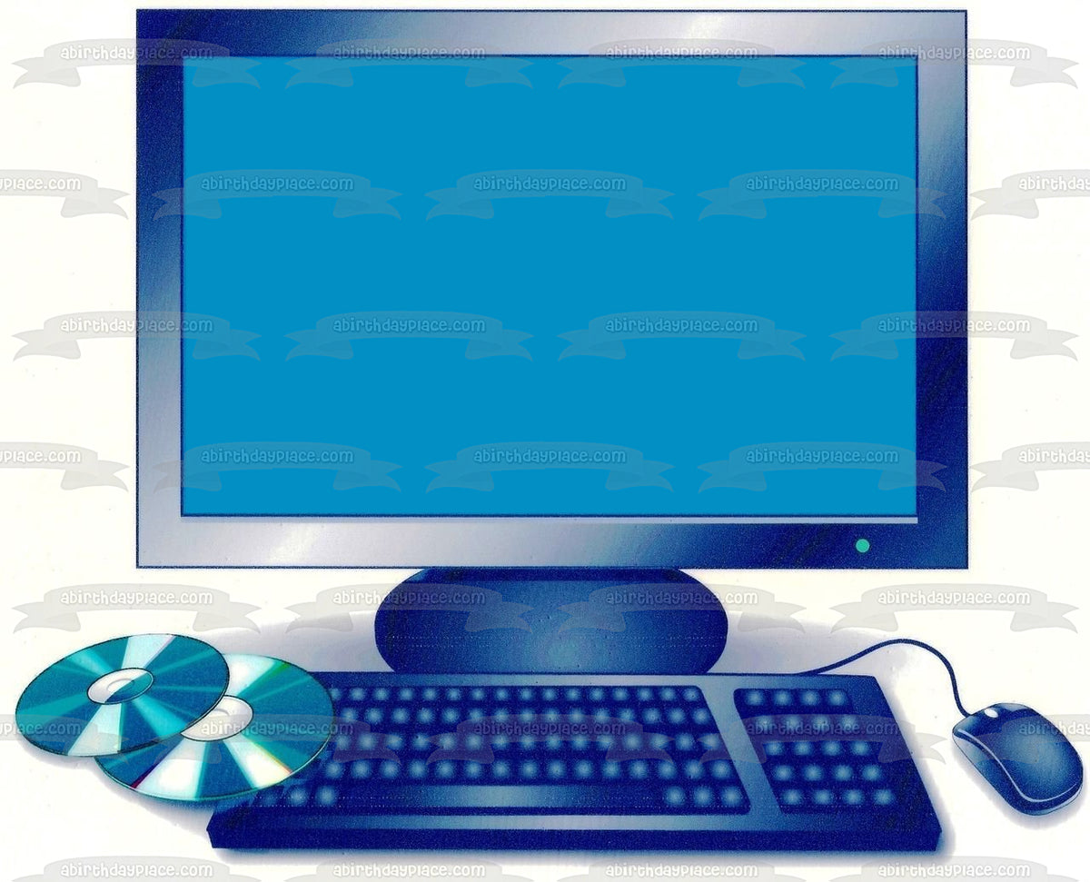 Personal Computer Cd's Blue Edible Cake Topper Image ABPID07802 – A ...