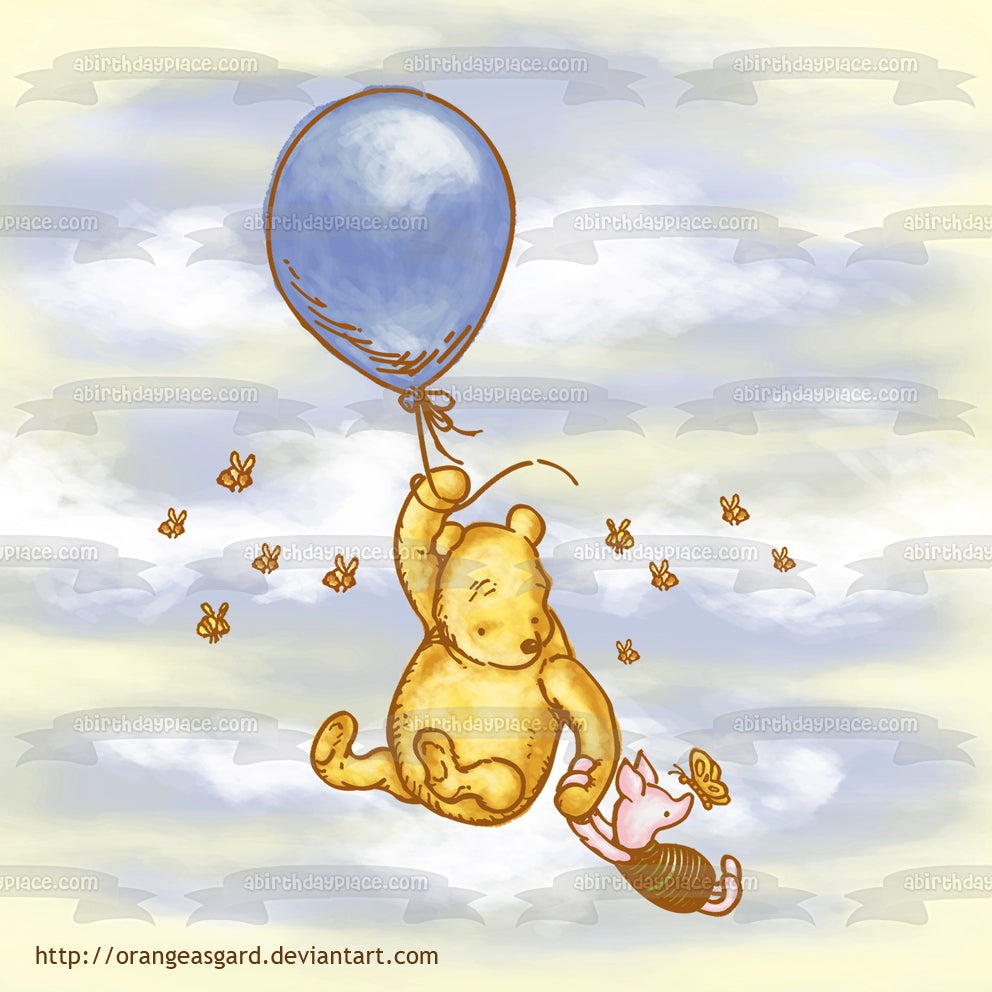 Disney Winnie the Pooh Piglet Balloon Honey Bees Sky Background Edible ...
