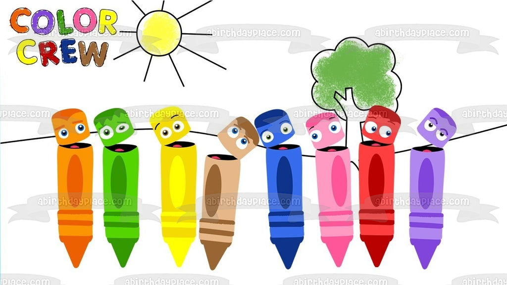 Color Crew Crayons Orange Green Yellow Brown Blue Pink Red Purple Sun ...