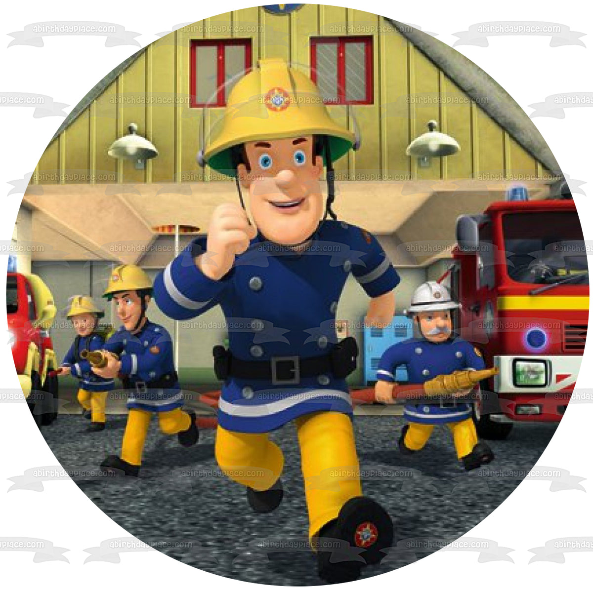 Fireman Sam Co-Workers Hose Fire Truck Edible Cake Topper Image ABPID1 ...