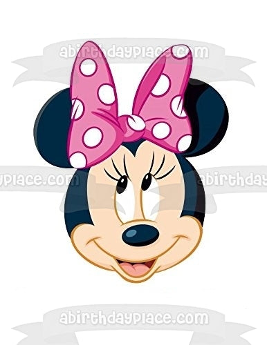Minnie Mouse Face Pink Bow Edible Cake Topper Image ABPID50419 – A ...