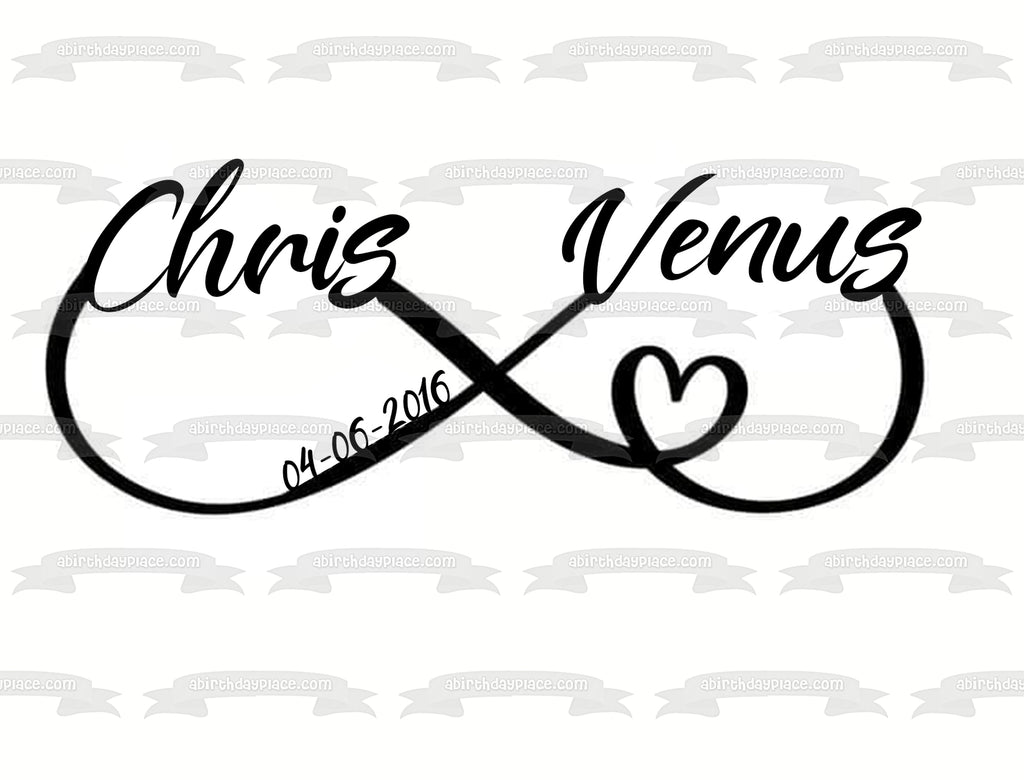 Infinity Symbol Names and Date Heart Valentine Anniversary Customizabl ...