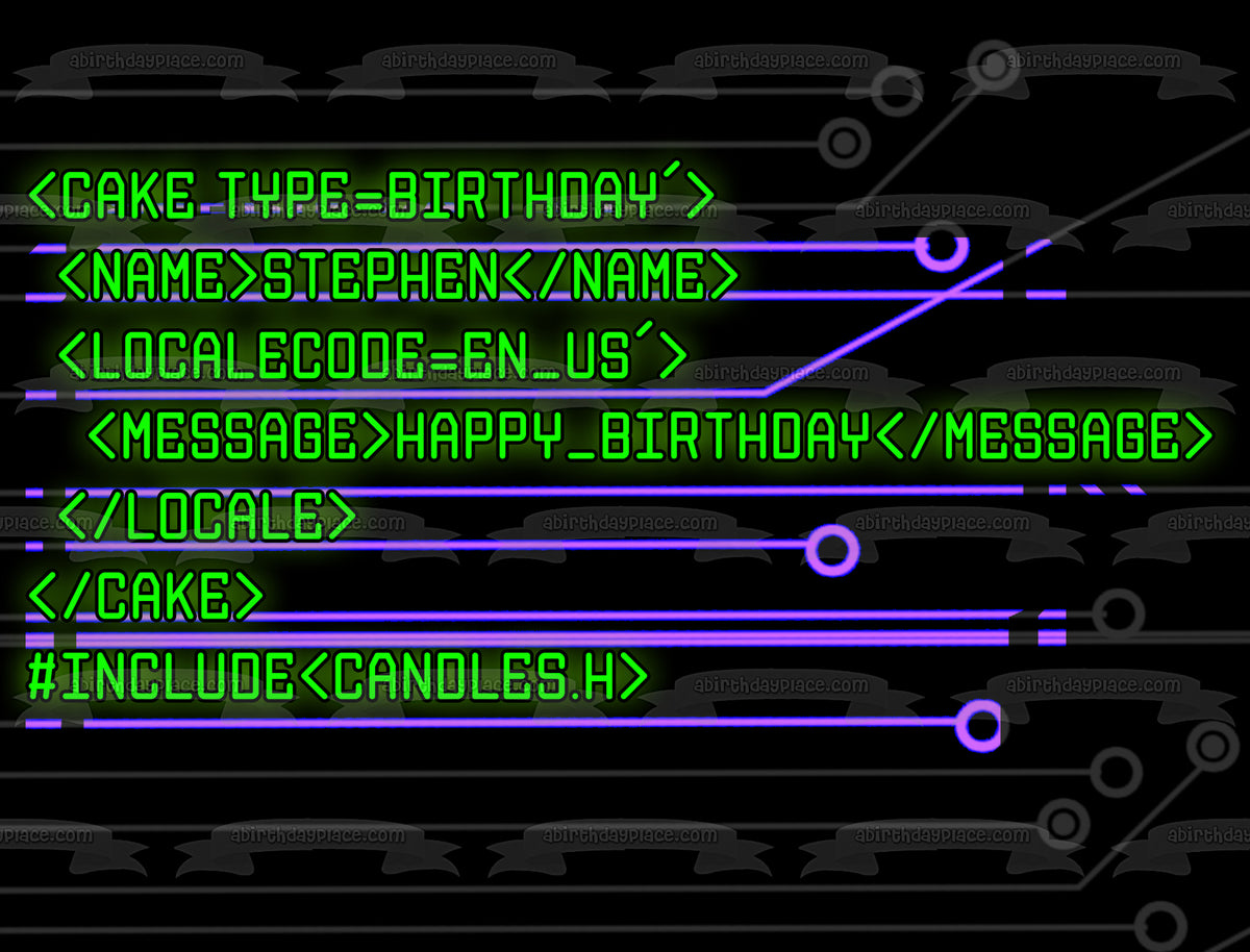 Computer Code Happy Birthday Edible Cake Topper Image ABPID54090 – A ...